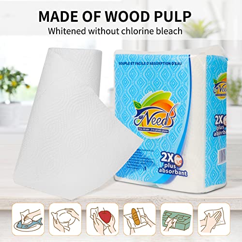 Colorlife Paper Towels, Premium 2-Ply White Paper Towels, 6 Rolls, 70 Sheets Per Roll, 420 Towels for Kitchen Use