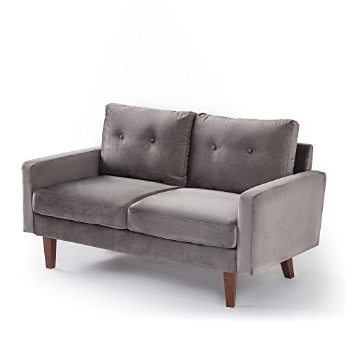 Bettermade Loveseat Sofa,Futon Sofa for Living Room, Velvet Cover Modern Design Couch,Tools-Free Assemble,2 Seats with 600 LB Load,Gray