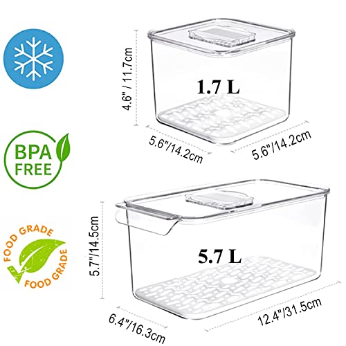 GEDLIRE Produce Saver Containers for Refrigerator 3 Pack, Stackable Plastic Fridge Food Fruit Vegetables Storage Bins with Vented Lids, Clear Freezer Fresh Keeper Organizers and Storage Container Set