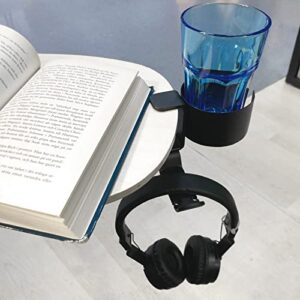 AirTaxiing Desk Cup Holder with Headphone Hanger for Desk in Home, Anti-Spill Cup Holder for Desk, Table Cup Holder for Water Bottles, Wheelchairs, Workstations, Gaming Desk Accessories