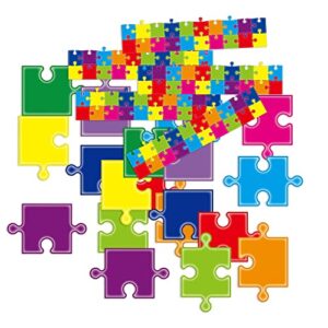 G1ngtar 70Pcs Puzzle Pieces Cutouts Christian Bulletin Board Decoration Set Welcome Back to School Jigsaw Puzzle Straight Border Trim Religious Supplies Sunday School Decors for Classroom Kindergarten