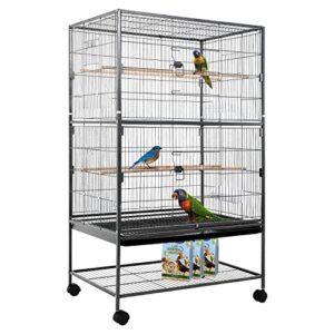 bird cage, large parrot cage 53-inch birdcage wrought iron large flight king bird cage for large bird cockatiels parakeets green cheek conures pigeons parrot bird cage with rolling stand