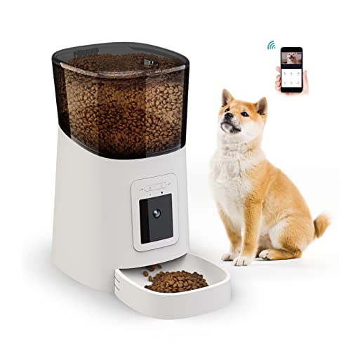 Onliciple 6L Automatic Cat Feeder with HD Camera, Smart WiFi Pet Feeder with App Control, 2-Way Audio, Low Food Alarm, Timed Dog Food Dispenser, HD Video with IR Night Vision, Up to 12 Meals Per Day