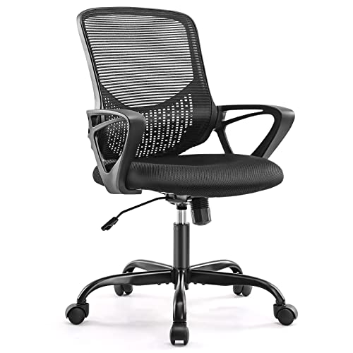 Office Chair - Mid Back Home Office Desk Chairs, Adjustable Height, Breathable Mesh