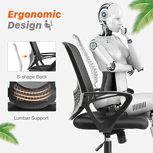 Office Chair - Mid Back Home Office Desk Chairs, Adjustable Height, Breathable Mesh