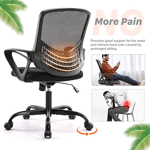 Office Chair - Mid Back Home Office Desk Chairs, Adjustable Height, Breathable Mesh