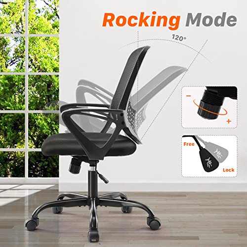 Office Chair - Mid Back Home Office Desk Chairs, Adjustable Height, Breathable Mesh