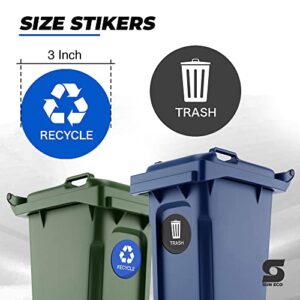 Vinyl Recycle and Trash Sticker,3 Round Logo Sign Decal Labels Self-Adhesive Vinyl Laminated,Waterproof Indoor Blue green 3 x 3 x 0.01 inches