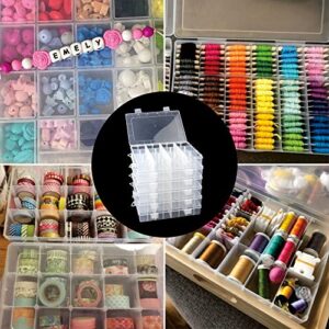 Tellyouwin 6 Pack Organizer Box with Parkical Adjustable Dividers, 12 Grids Plastic Storage Container for Jewelry, Craft DIY, Bead Organizer, Sewing, Dip Powder, Hair Accessories