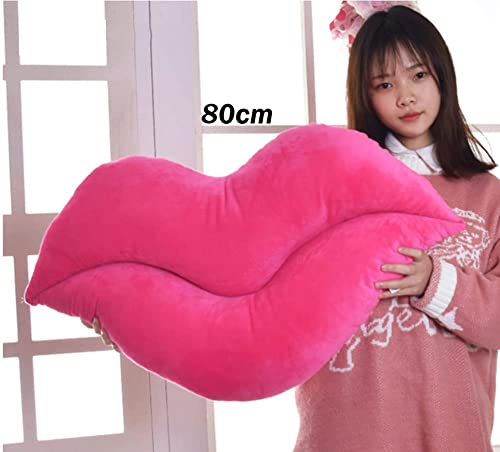 unlockgift Red Velvet Lip Shaped Pillow Hot Pink Pillows Love Cushion Funky Throw Pillow Bed Living Room Decorative Pillows (hot Pink Lip, 50 cm)