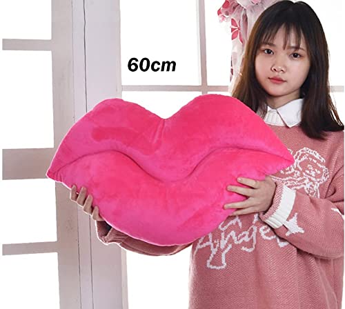 unlockgift Red Velvet Lip Shaped Pillow Hot Pink Pillows Love Cushion Funky Throw Pillow Bed Living Room Decorative Pillows (hot Pink Lip, 50 cm)