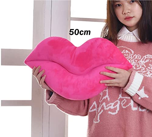 unlockgift Red Velvet Lip Shaped Pillow Hot Pink Pillows Love Cushion Funky Throw Pillow Bed Living Room Decorative Pillows (hot Pink Lip, 50 cm)