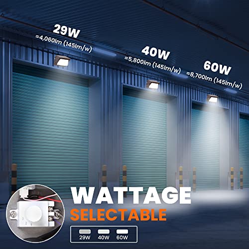 All-in-One 60W LED Wall Pack Fixture - Photocell Dusk-to-Dawn Sensor - 100W-320W MH/HPS Equal - Commercial Outdoor Step-Dimmable LED Security Wall Light - 3000K-5000K CCT Tunable - 100-277VAC - Bronze