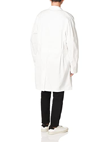 Landau Essentials Relaxed Fit 5-Pkt 4-Button Full-Length Lab Coat for Men 3124 White 8oz 100% Cotton Twill