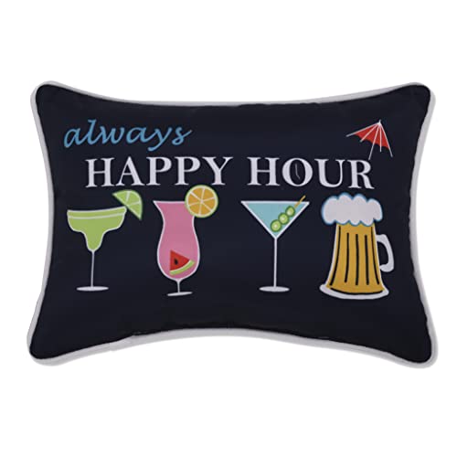 Pillow Perfect Outdoor/Indoor Happy Hour Blue Lumbar Pillow