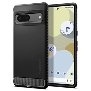 spigen rugged armor pixel 7 case (2022) - matte black, carbon fiber, shock-absorbent