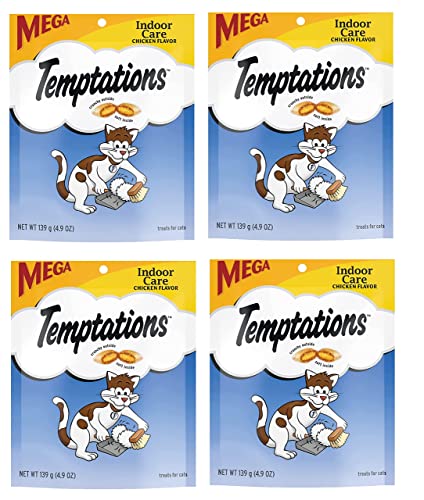 Petlewa Temptation Indoor Care (4 Pack ) Chicken Flavor Cat Treats 4.9 Oz Indoor Care