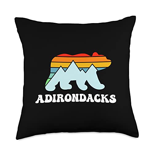 ADK Adirondack 46er High Peaks NY Bear Adirondack Mountains New York Hiking Throw Pillow, 18x18, Multicolor