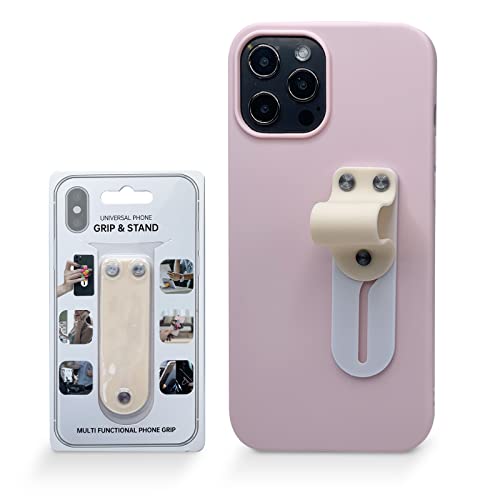 Phone Strap Grip Holder Finger [KN FLAX] Cell Phone Grip Telescopic Phone Finger Strap Stand Universal Finger Kickstand for Most Smartphones (Pink)