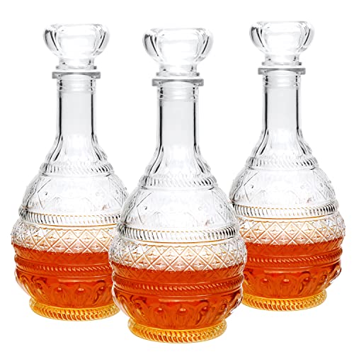 Cadamada 33 Oz Glass Decanter,Whiskey Glasses Bottle with Sealing Stopper, Delicate Decanter Set-for Tequila, Brandy, Scotch and Vodka, Gift Giving, Bar and Party Decoration (3pcs)