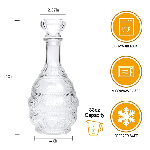 Cadamada 33 Oz Glass Decanter,Whiskey Glasses Bottle with Sealing Stopper, Delicate Decanter Set-for Tequila, Brandy, Scotch and Vodka, Gift Giving, Bar and Party Decoration (3pcs)