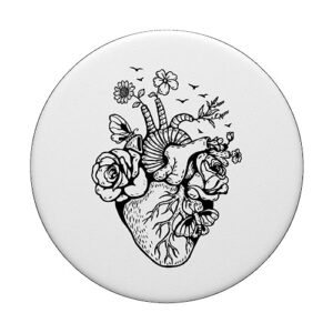 Heart Anatomy Flowers Funny Anatomical Heart and Human PopSockets Swappable PopGrip