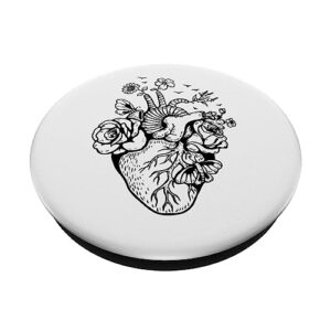 Heart Anatomy Flowers Funny Anatomical Heart and Human PopSockets Swappable PopGrip