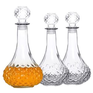 cadamada glass bottles with caps, 27 oz whisky decanter , delicate decanter set-for tequila, brandy, scotch and vodka, gift giving, bar and party decoration (3pcs)