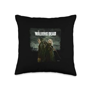 the walking dead daryl and carol season 11 throw pillow, 16x16, multicolor