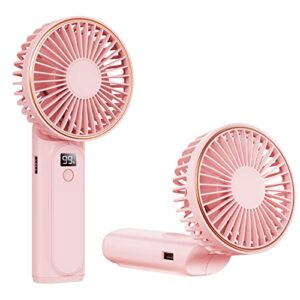 sweetfull handheld fan, 6000mah portable fan mini fan with backup power,6 speeds adjustable,small personal fan, foldable mini desk fan, cooling electric fan for girls woman man home office outdoor