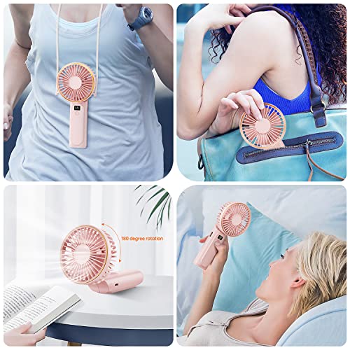 SWEETFULL Handheld Fan, 6000mAh Portable Fan Mini Fan with Backup Power,6 Speeds Adjustable,Small Personal Fan, Foldable Mini Desk Fan, Cooling Electric Fan for Girls Woman Man Home Office Outdoor