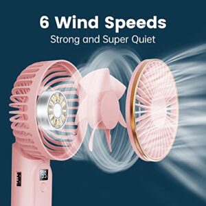 SWEETFULL Handheld Fan, 6000mAh Portable Fan Mini Fan with Backup Power,6 Speeds Adjustable,Small Personal Fan, Foldable Mini Desk Fan, Cooling Electric Fan for Girls Woman Man Home Office Outdoor