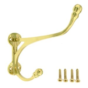 zhongwang hardware hb003 bright brass coat & hat big double hooks/abrigo y sombrero de latón brillante ganchos dobles grandes