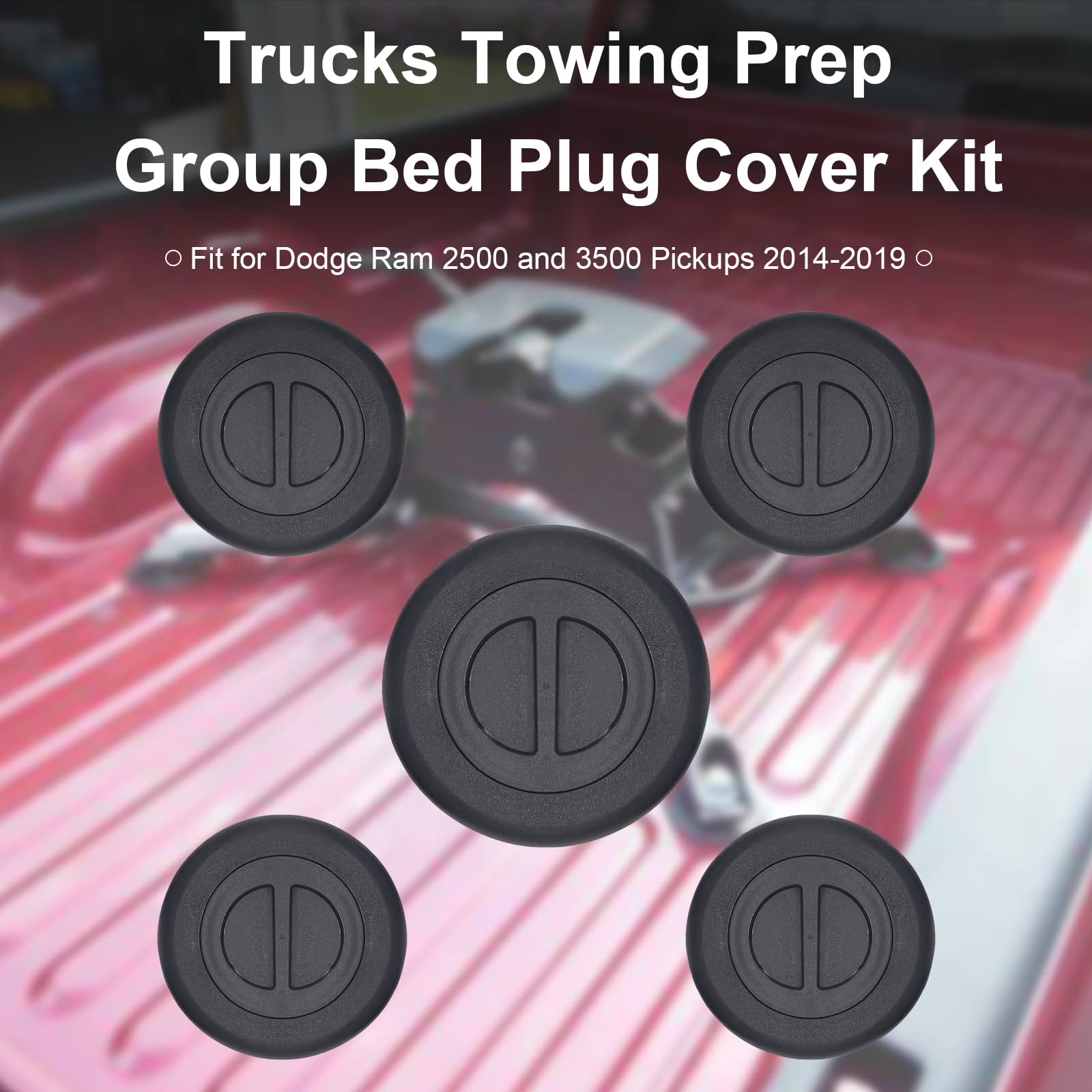 Bed Plug Cover Kit Compatible with 2014-2019 Dodge Ram 2500 3500 Pickups Replacement 68225506AA,Hitch Covers for Truck with 5th Wheel/Gooseneck Towing Setups/Trailer Tow Cover，Vanshly