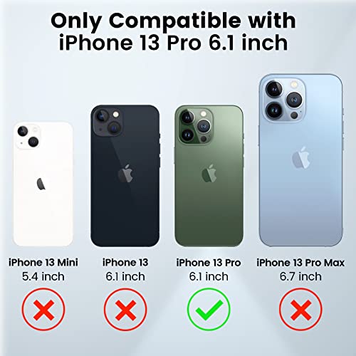 Caka for iPhone 13 Pro Case, iPhone 13 Pro Case with Camera Cover & Kickstand with Built-in 360°Rotate Ring Stand Magnetic Magnet Protective Phone Cover Case for iPhone 13 Pro -Green