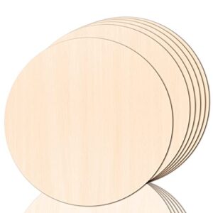 joicee 6pack wood circles for crafts，14 inch unfinished wood rounds discs for door hanger sign blank, diy wooden discs for crafts painting and christmas halloween decoration