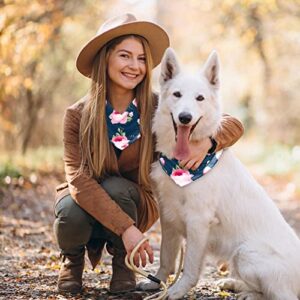 Flower Pattern Dog Bandana 2 Pack, Holiday Dog Bandanas for Large Dogs Pet Scarf for Medium Girl Boy Puppy Kerchief Cats Pets Birthday Gift, Pet Supplies