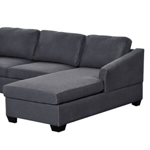 JSKJ U-Shape Sectional Sofa Couch, Modern 4 Seat Sofa, Double Extra Wide Chaise Lounge Couch (Grey)