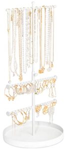 jenseits jewelry organizer stand, 3 tier necklace organizer holder tree, adjustable height jewelry earring display towers, long necklaces bracelets jewelry storage rack for dresser bathroom vanity