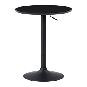 corliving round adjustable swivel black metal base pedestal dining table