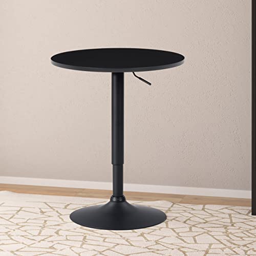 CorLiving Round Adjustable Swivel Black Metal Base Pedestal Dining Table