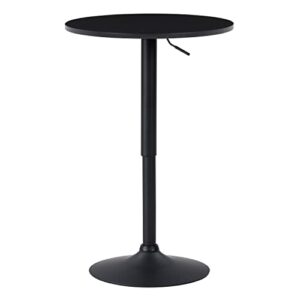 CorLiving Round Adjustable Swivel Black Metal Base Pedestal Dining Table