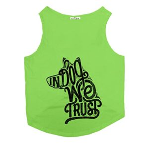 Ruse- Pets in Dog We Trust Printed Round Neck Sleeveless Summer Dog Vest/Tank T-Shirt/Tees/Apparel/Clothes Gift for Small and Big Dogs (Lime Green) M