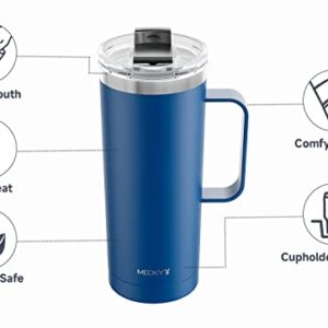 Meoky 20oz Insulated Coffee Mug with Leak Proof Lid, Cupholder Friendly, Double Wall Stainless Steel Travel Coffee Mug with Handle for Car, Home, Office