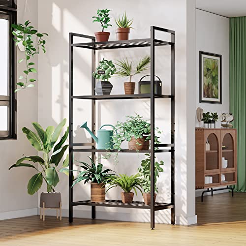 YuAnWe 4 -Tiers Plant Stand with Adjustable Height, Plant Stand Indoor Outdoor Plant Shelf with 500LBS Capacity, Heavy Duty Kitchen Shelves for Garage Home Office Outdoor Indoor