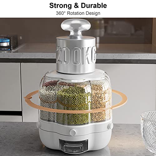 AHOUGER Grain Cereal Lentil Dispenser, Upgrade 360° Rotating Cereal Dispenser Food Dispenser with Lid Moisture Resistant Household, Dispenser Container for All Beans, Barley, Millet, Rice