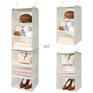 granny says 6-shelf hanging closet shelves, separable to 2 pack 3-shelf closet shelves organizer, hanging organizers and storage for living room, beige