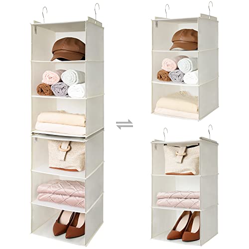 GRANNY SAYS 6-Shelf Hanging Closet Shelves, Separable to 2 Pack 3-Shelf Closet Shelves Organizer, Hanging Organizers and Storage for Living Room, Beige