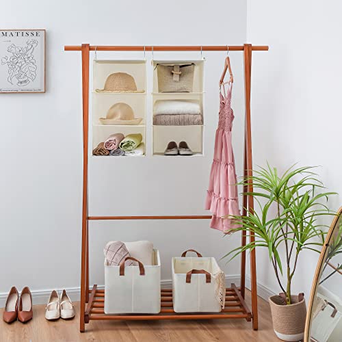 GRANNY SAYS 6-Shelf Hanging Closet Shelves, Separable to 2 Pack 3-Shelf Closet Shelves Organizer, Hanging Organizers and Storage for Living Room, Beige