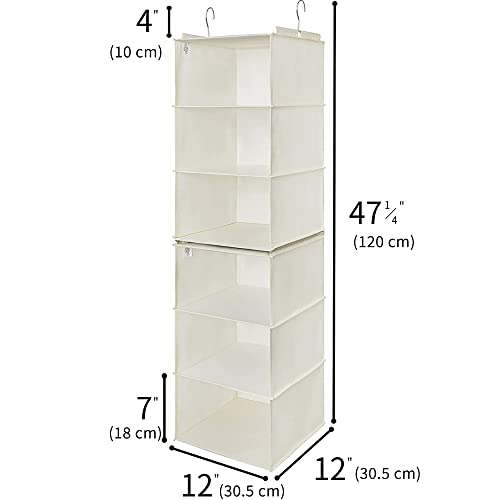 GRANNY SAYS 6-Shelf Hanging Closet Shelves, Separable to 2 Pack 3-Shelf Closet Shelves Organizer, Hanging Organizers and Storage for Living Room, Beige